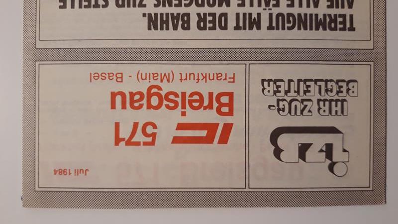 IZB IC 571 Breisgau Frankfurt(M)-Basel - Alte Zuglaufschilder