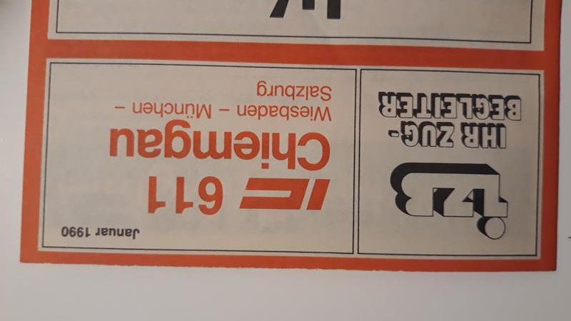 IZB IC 611 Chiemgau Wiesbaden-Salzburg - Alte Zuglaufschilder